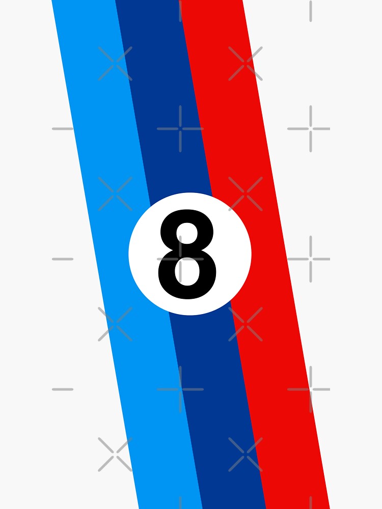 "Racing Colours No8" Sticker for Sale by rogue-design | Redbubble