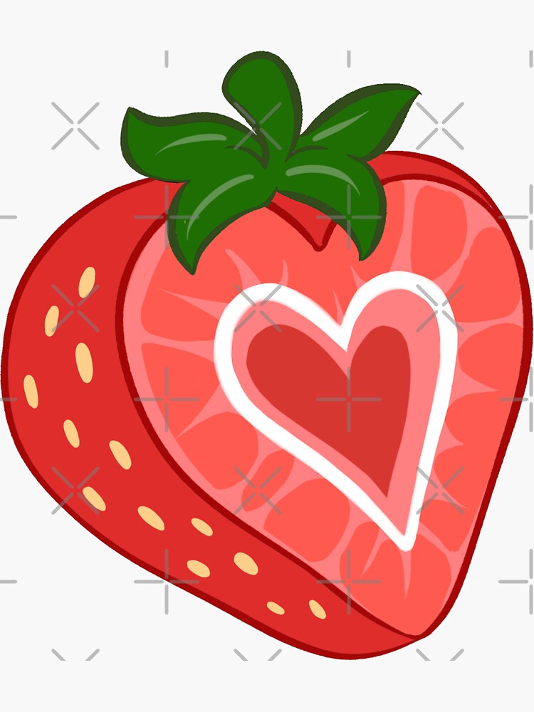 "Strawberry Half Heart " Sticker for Sale by raccaffe | Redbubble