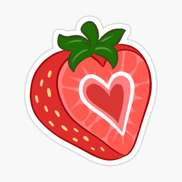 "Strawberry Half Heart " Sticker for Sale by raccaffe | Redbubble