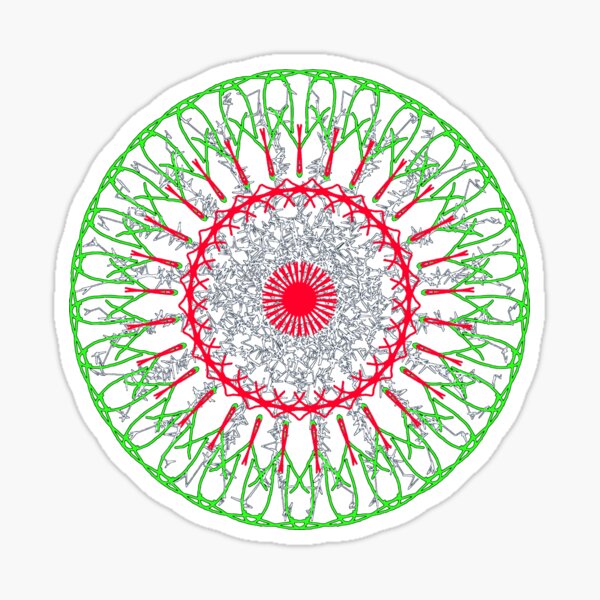 "Wave Lines Pattern - Red & Green - Mandala" Sticker for Sale by ...