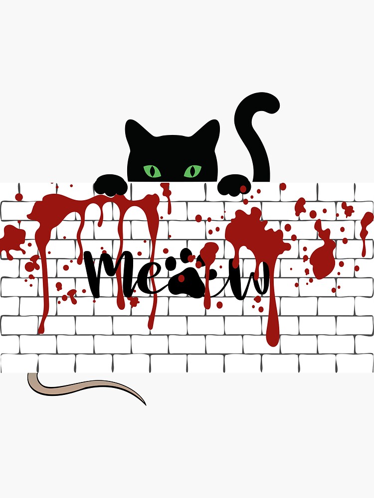 "A black cat caught a mouse" Sticker for Sale by Princess-Rilam | Redbubble