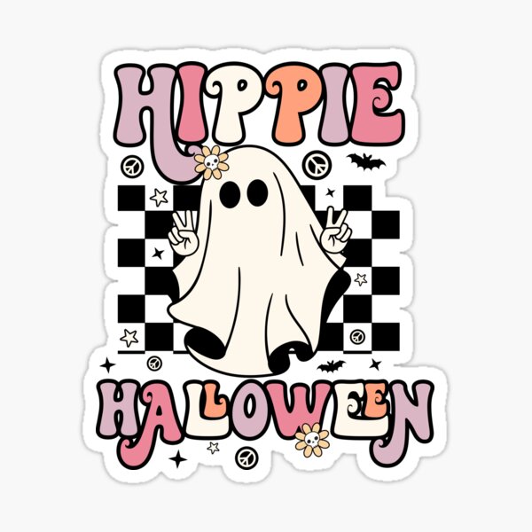 "Retro Hippie Halloween, Boho Ghost" Sticker for Sale by rayneehayes ...