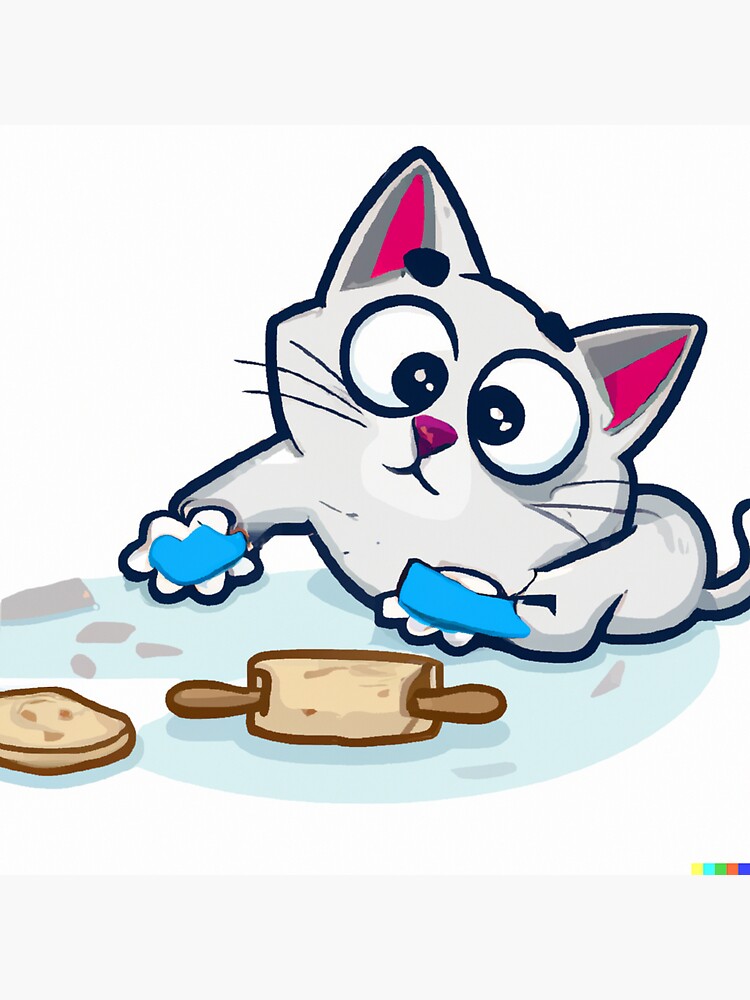 "Cat making biscuits created with AI" Sticker for Sale by DalleArt ...