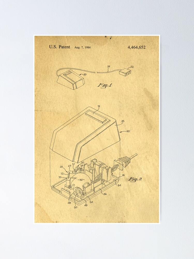 "Early Computer Mouse Patent 1984" Poster by peanutroaster | Redbubble