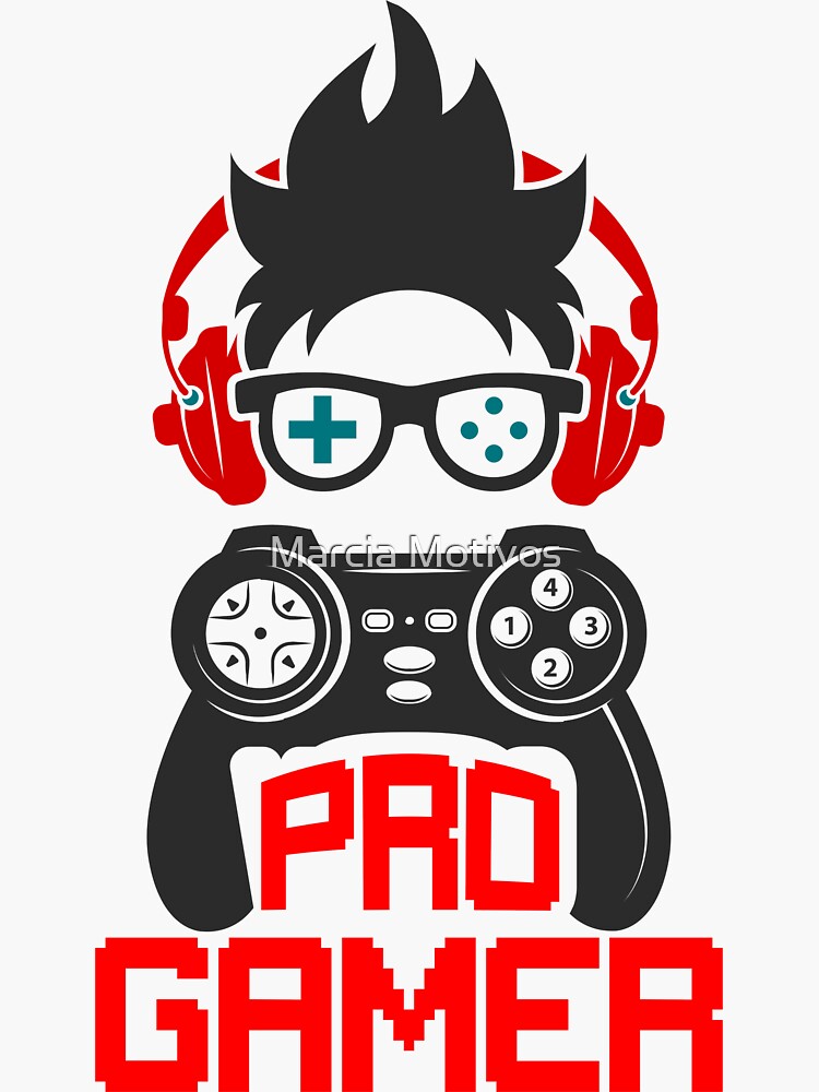 "Pro Gamer - boy with headphones and joystick" Sticker for Sale by ...
