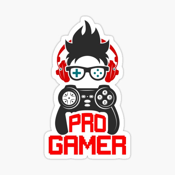 "Pro Gamer - boy with headphones and joystick" Sticker for Sale by ...