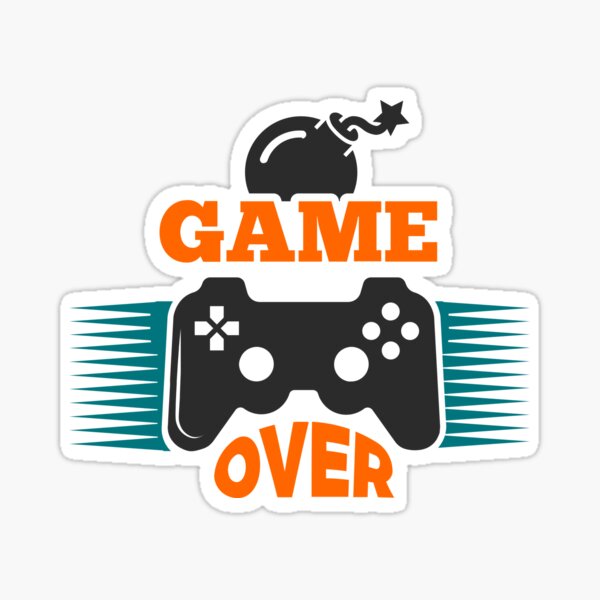 "Game Over - Gamer Designs - orange blue black" Sticker for Sale by ...