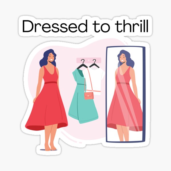 "Dressed to thrill red dress changing room design" Sticker for Sale by ...