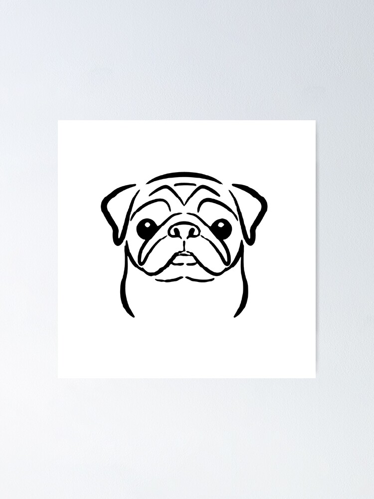"Pug Outline" Poster for Sale by KoalaTee-Design | Redbubble