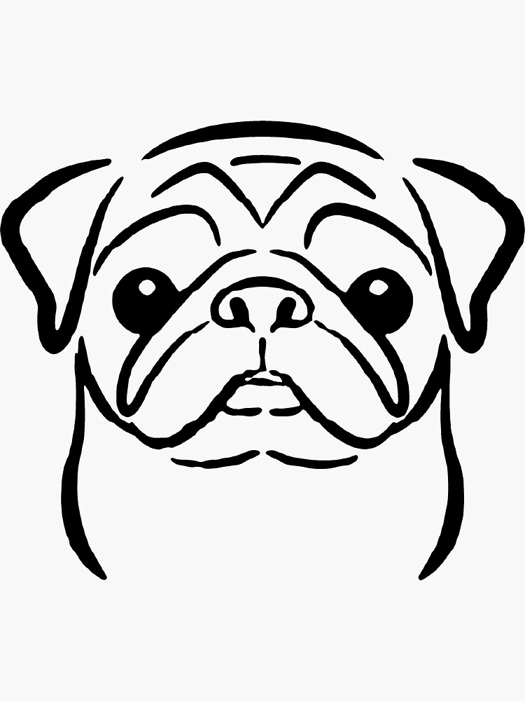 "Pug Outline" Sticker for Sale by KoalaTee-Design | Redbubble