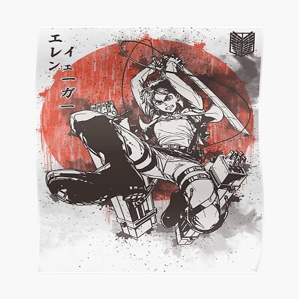 "Attack On Titan Eren Yeager" Poster for Sale by Dotsonart | Redbubble