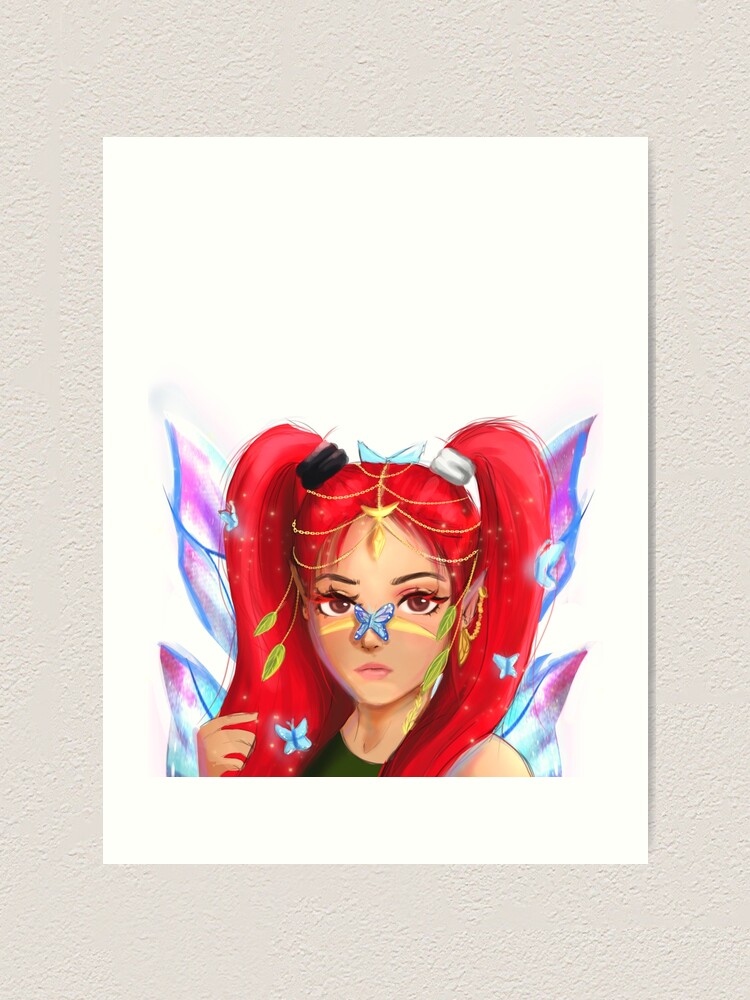 "Fantasy Red hair pigtail Fairy Anime Girl" Art Print for Sale by ...