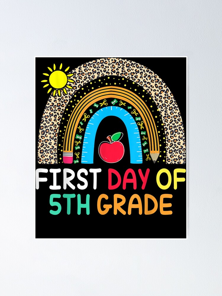 Póster «Feliz primer día de maestros de regreso a la escuela de quinto ...