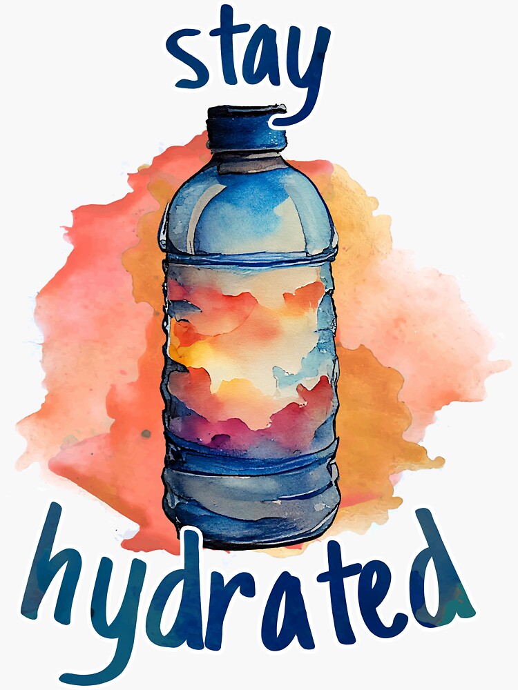 "Stay hydrated || Watercolor water bottle" Sticker for Sale by ...