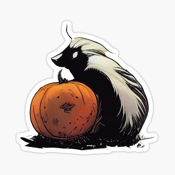 "Skunk on a pumpkin" Sticker for Sale by etherElric | Redbubble