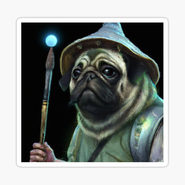 "Pug Wizard - D20 Epic Fantasy Art" Sticker for Sale by Bookwyrm-Bazaar ...