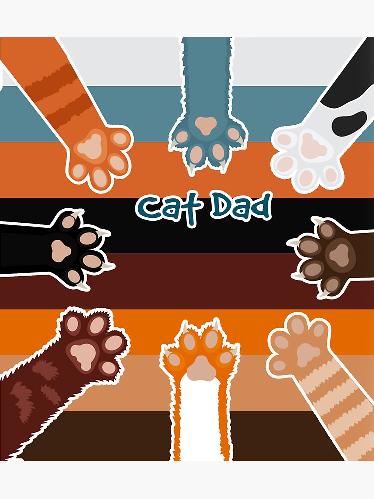 "Cat Dad Paw Funny Color Vintage" Sticker for Sale by HansPaul | Redbubble