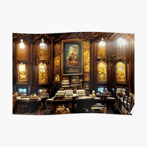 "Ai Art Gallery™ - Victorian Reading Room" Poster for Sale by AI-Art ...