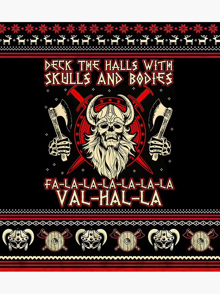 "Viking Skull And Bodies Son Of Odin Valhalla Viking Warrior" Sticker ...
