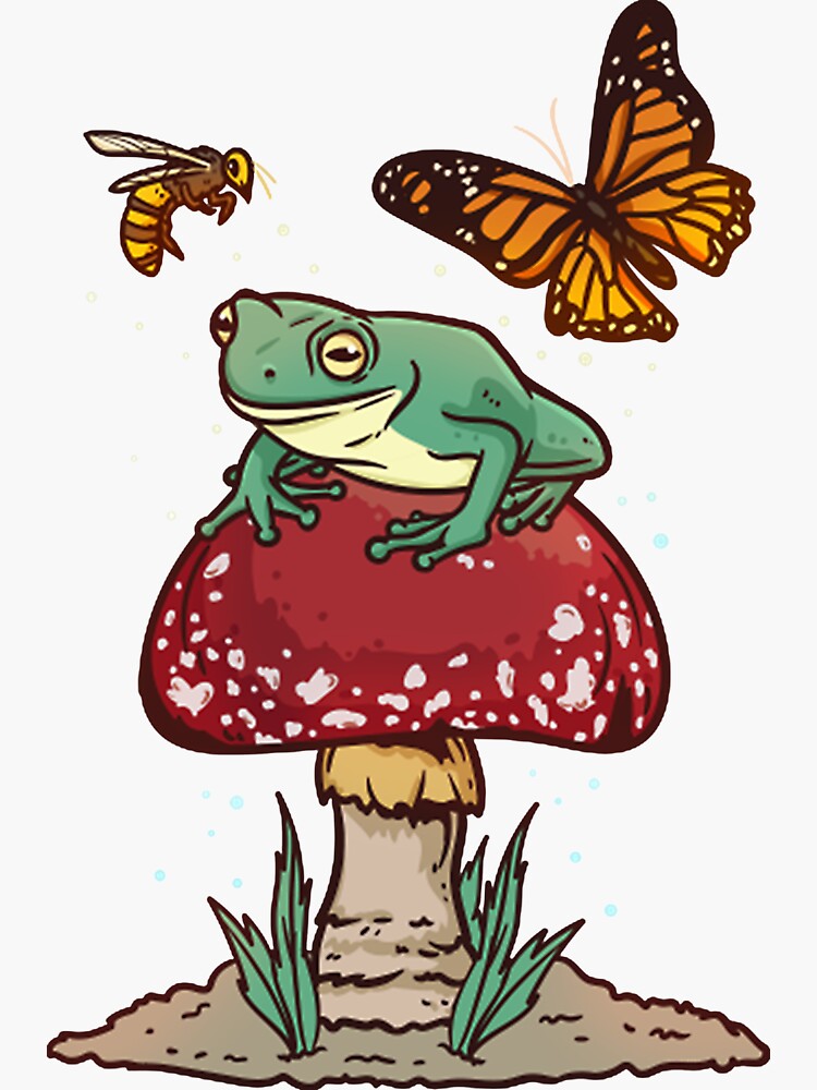 "Mushroom Frog Mariposa Butterfly Bee" Sticker for Sale by Julliaa3535 ...