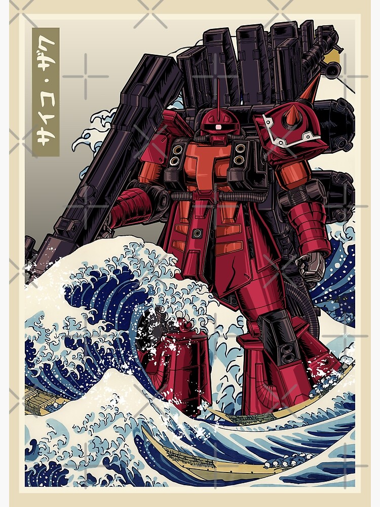 "Hokusai Psycho Zaku" Poster for Sale by tonchop | Redbubble