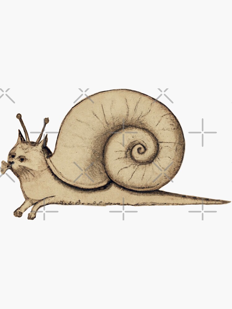"Mediaeval Style Snail Cat" Sticker for Sale by DotorEaon | Redbubble