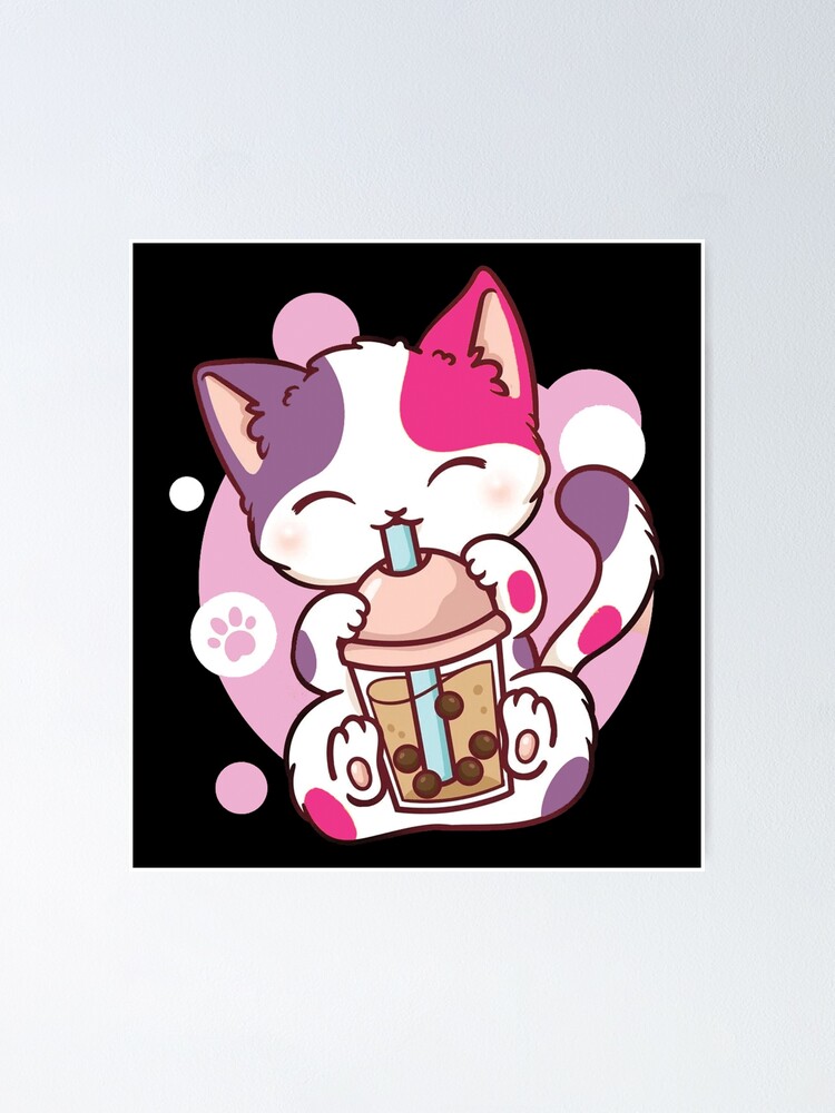 Cat Boba Tea Bubble Tea Anime Kawaii Neko Poster For Sale By