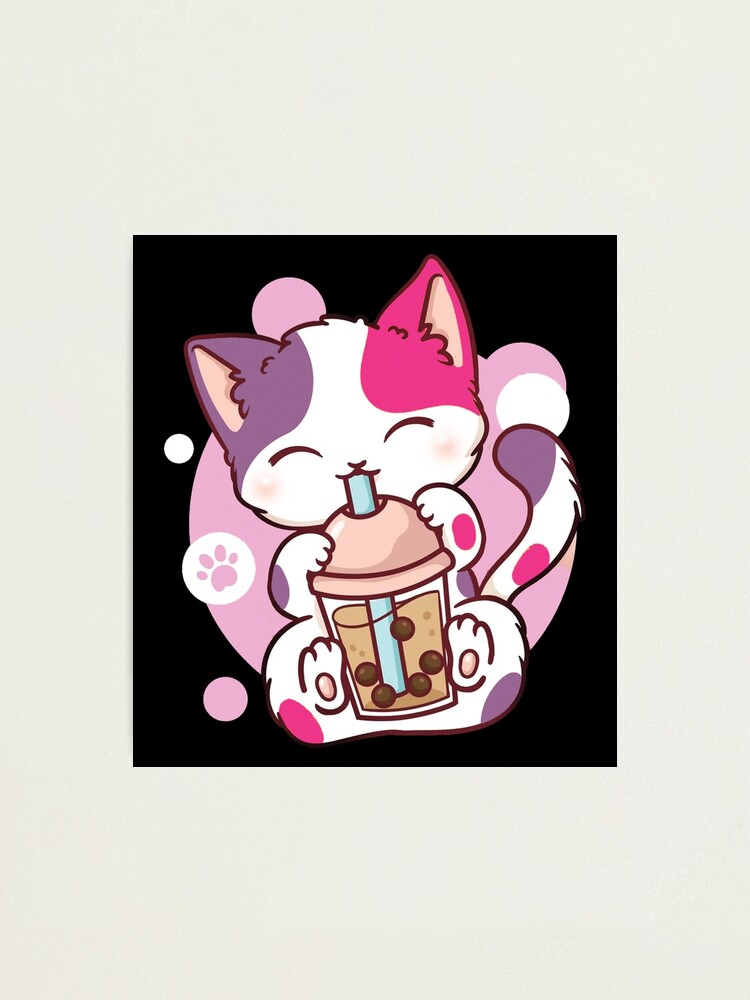 Cat Boba Tea Bubble Tea Anime Kawaii Neko Photographic Print For Sale