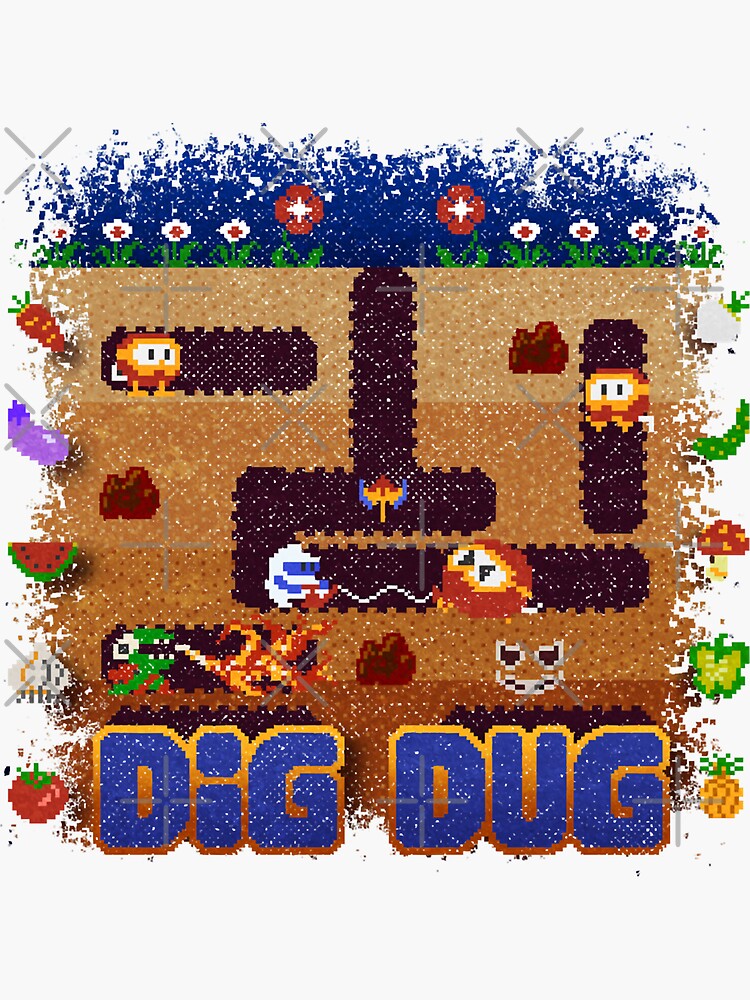 "Birthday Girl Dig Dug Computer Gaming Vintage Style" Sticker for Sale ...