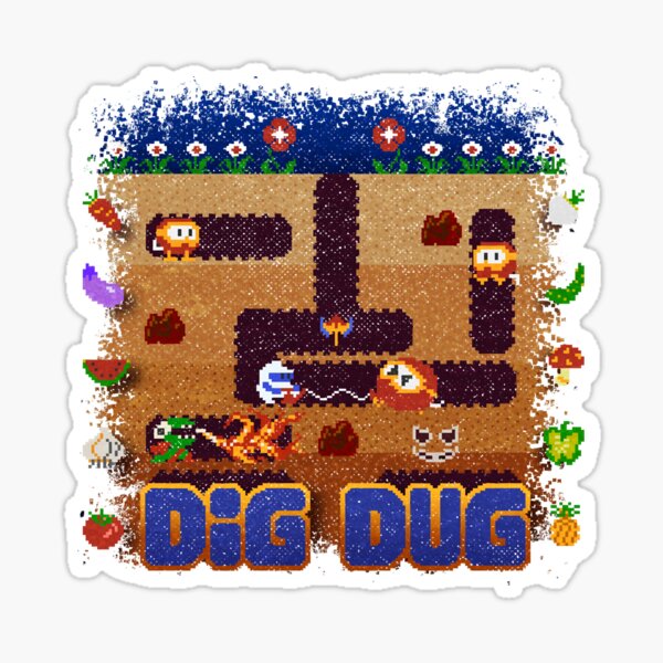 "Birthday Girl Dig Dug Computer Gaming Vintage Style" Sticker for Sale ...