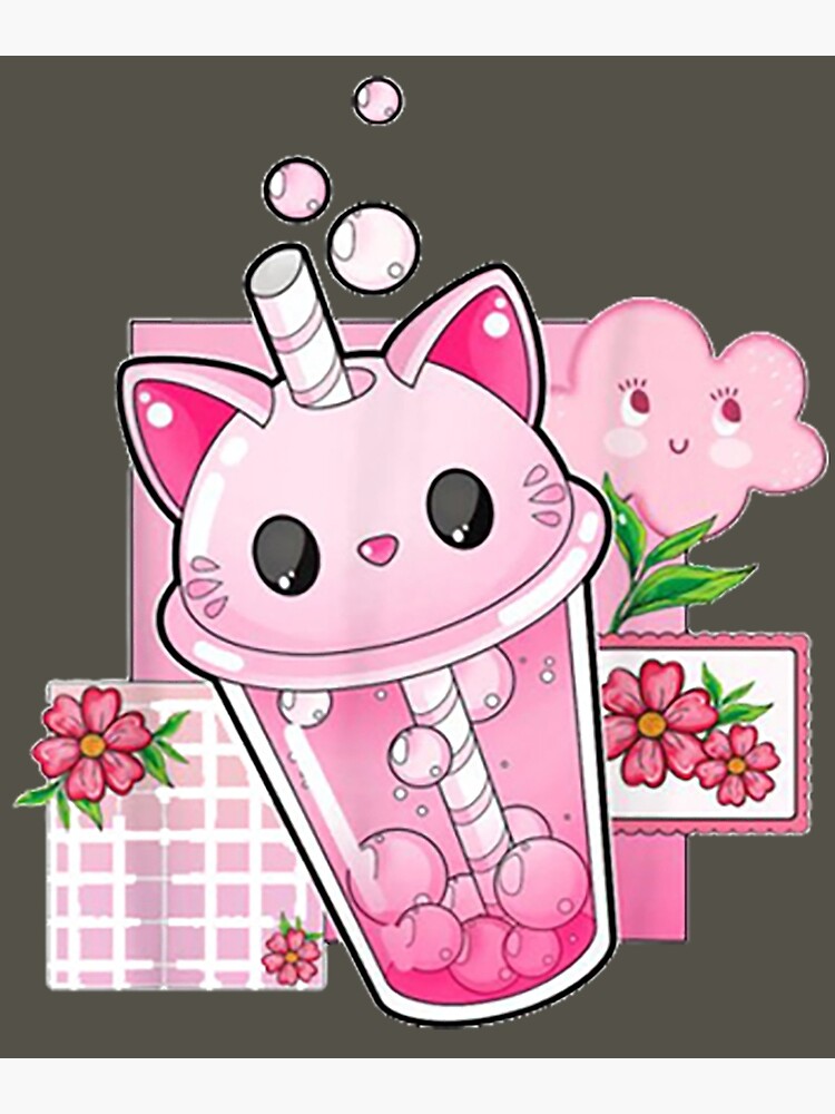 Cat Boba Tea Bubble Tea Anime Kawaii Japanese Girls Teenager 1 Art