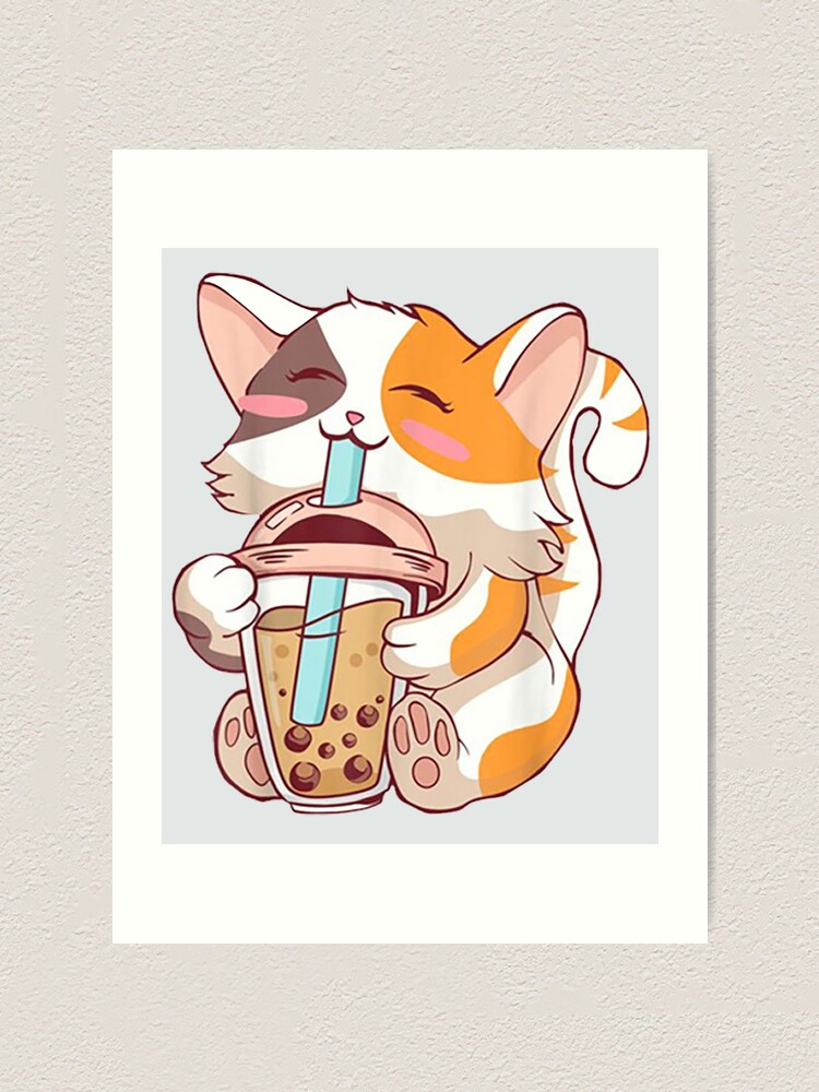 Cat Boba Tea Bubble Tea Anime Kawaii Japanese Girls Teenager 4 Art