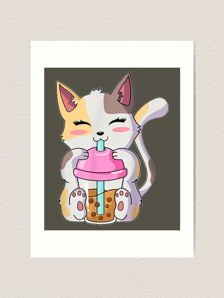 Cat Boba Tea Bubble Tea Anime Kawaii Japanese Girls Teenager 2 Art