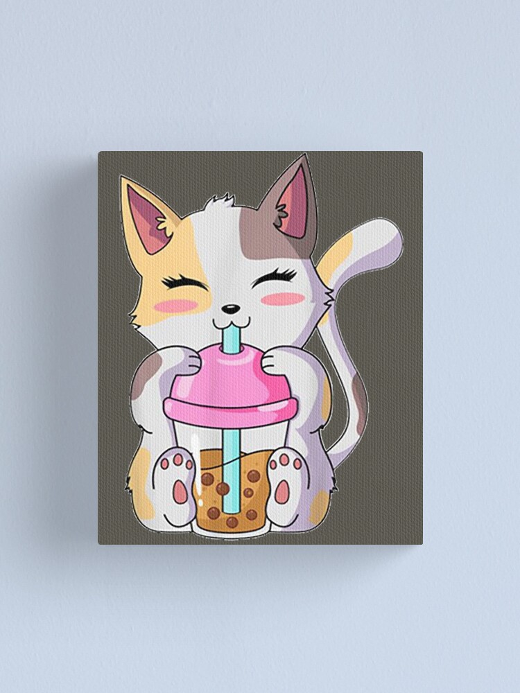 Cat Boba Tea Bubble Tea Anime Kawaii Japanese Girls Teenager 2 Canvas