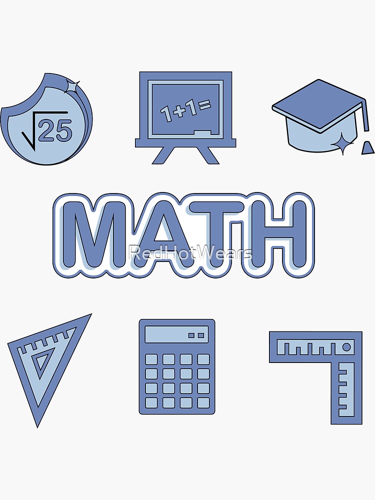 "Light blue Math School Subject Sticker Pack " Sticker for Sale by ...