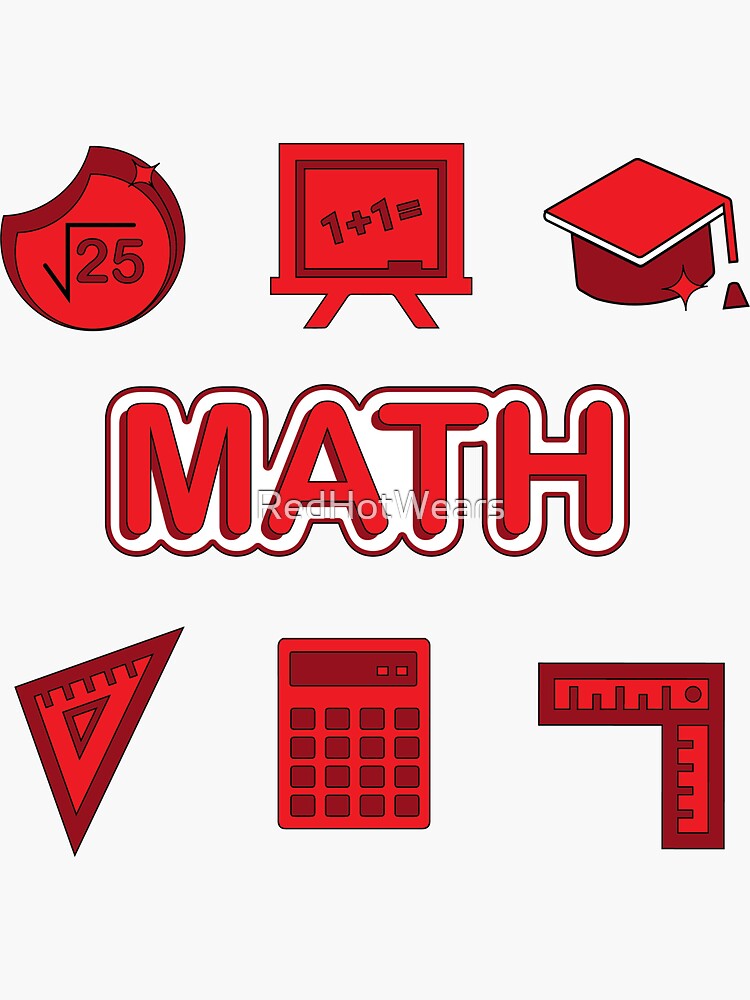 " Light red Math School Subject Sticker Pack " Sticker for Sale by ...