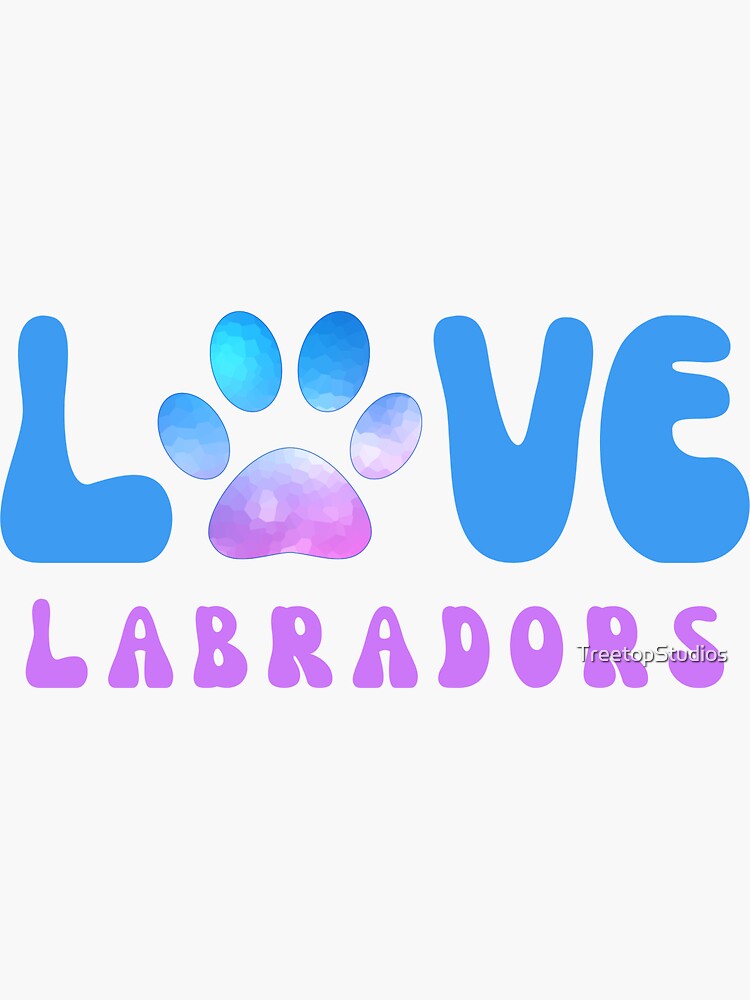 "Love Labradors with funky dog paw print" Sticker for Sale by ...