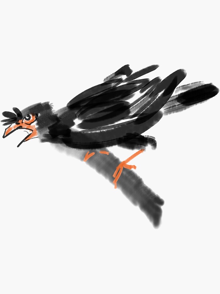 "Chinese beautiful crow digital ink and watercolor art design ...