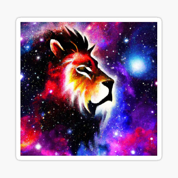 "Lehoia - Galactic Lion, Lion Galaxy Art" Sticker for Sale by Bookwyrm ...