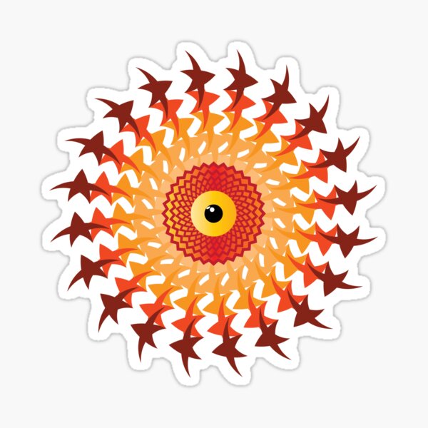 "Circle of curved stars surround yellow eye" Sticker for Sale by ...