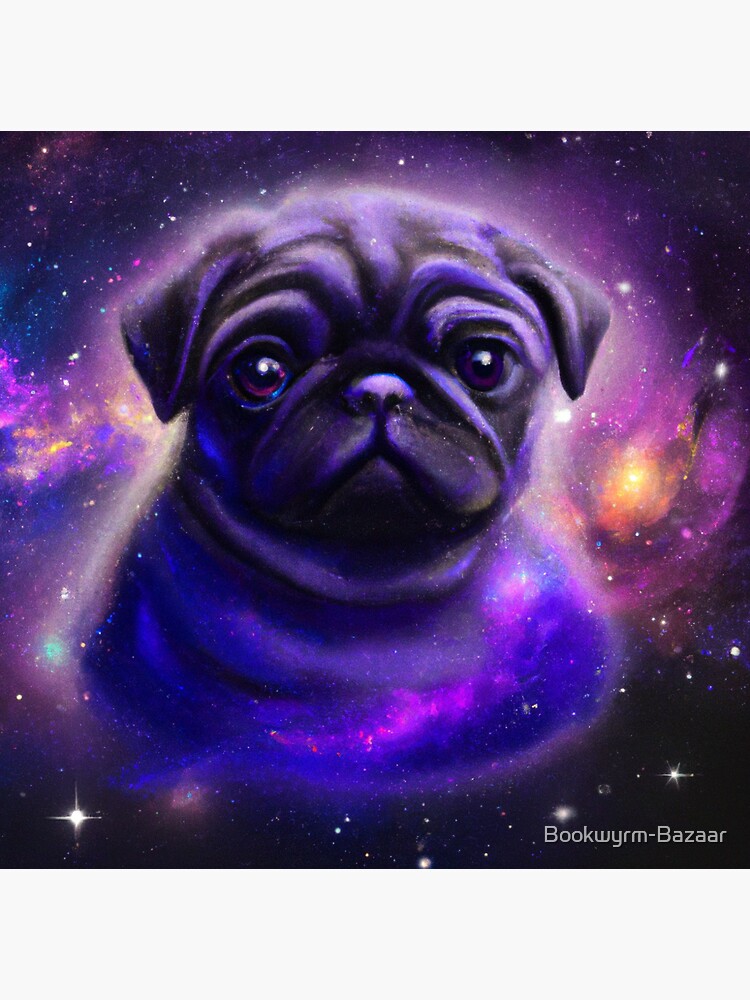 "Galactic Pug, Pug Galaxy Art" Sticker for Sale by Bookwyrm-Bazaar ...
