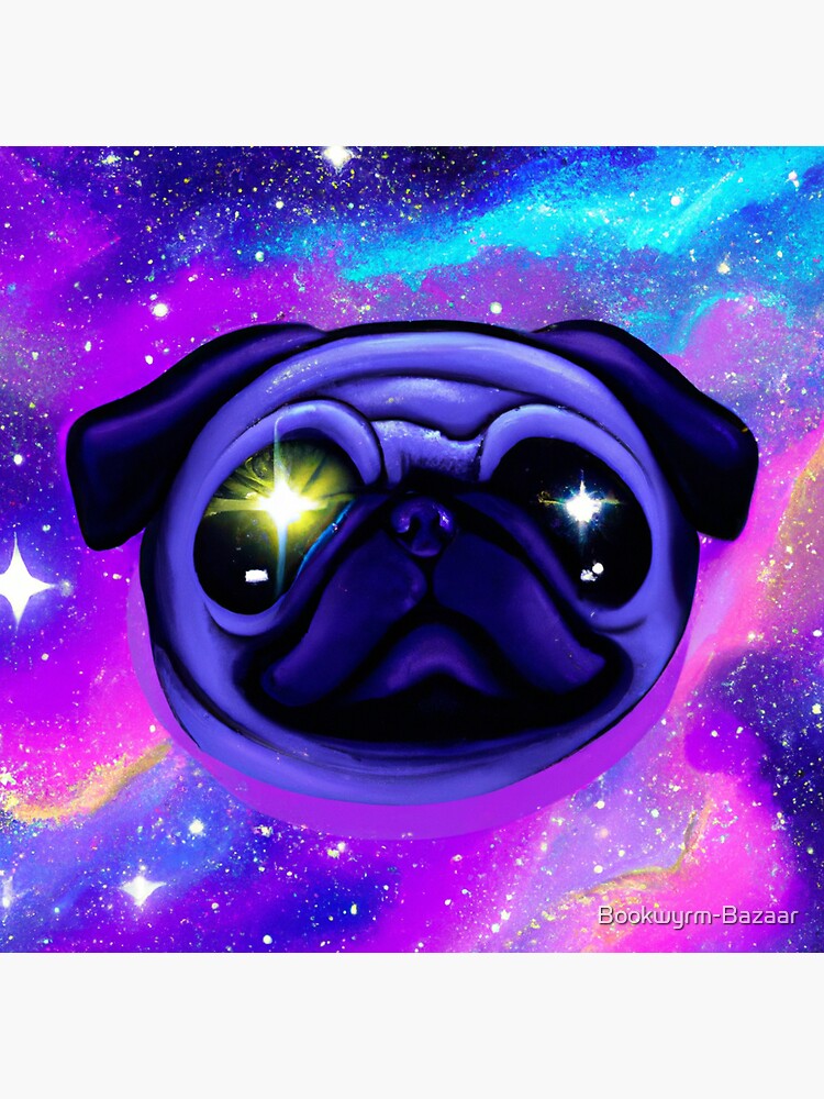 "Galactic Pug, Pug Galaxy Art" Sticker for Sale by Bookwyrm-Bazaar ...