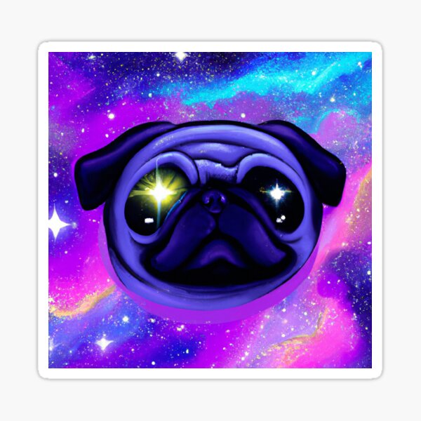 "Galactic Pug, Pug Galaxy Art" Sticker for Sale by Bookwyrm-Bazaar ...