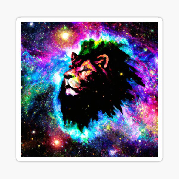 "Lauva - Galactic Lion, Lion Galaxy Art" Sticker for Sale by Bookwyrm ...
