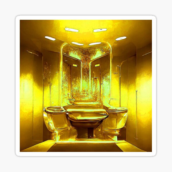 "gold toilet God, golden background,gold toilet," Sticker for Sale by ...