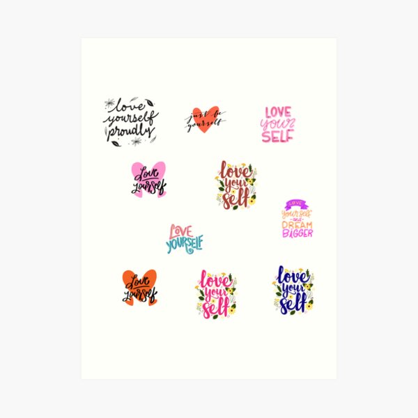 Lámina artística «Paquete de pegatinas de amor propio | Amor propio ...
