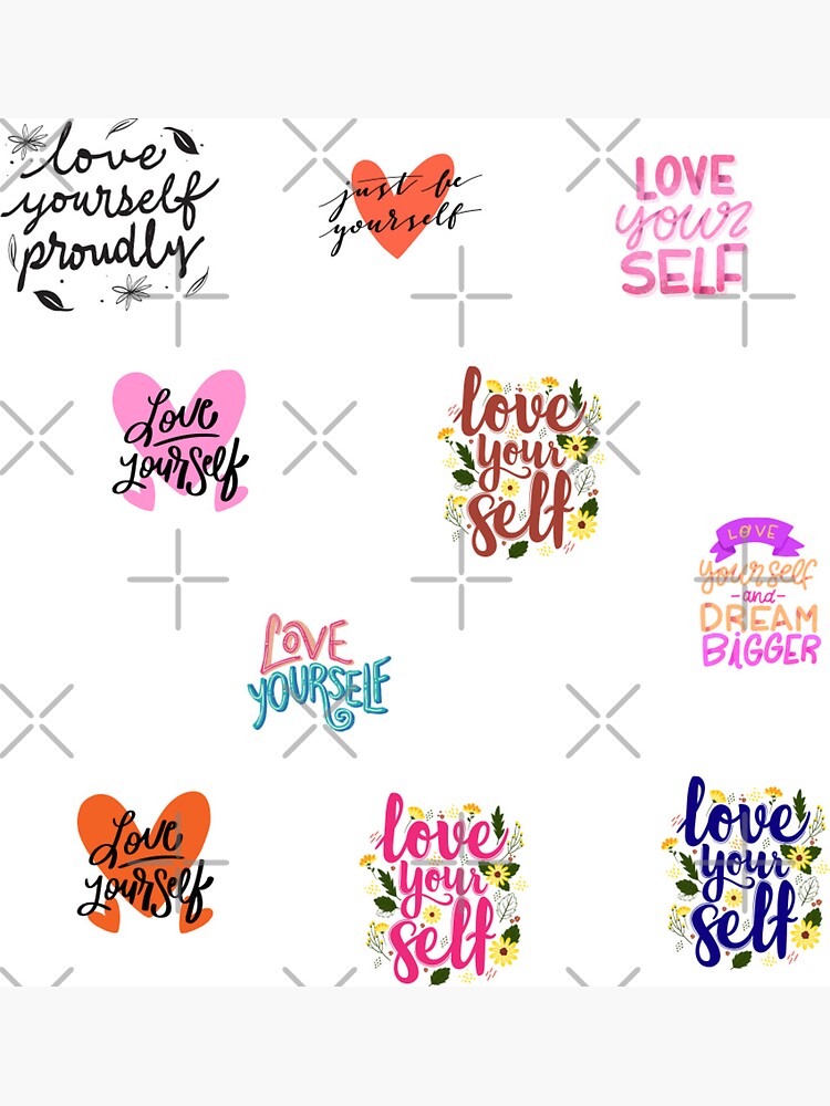 Lámina artística «Paquete de pegatinas de amor propio | Amor propio ...