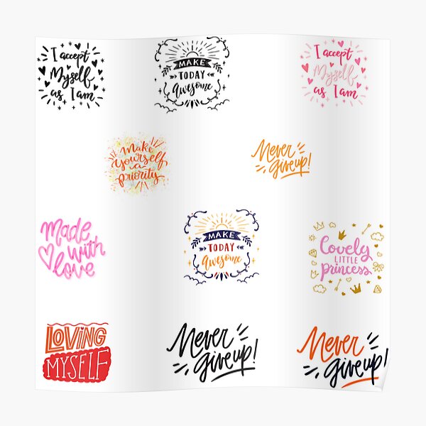 Póster «Paquete de pegatinas de amor propio | Amor propio ...