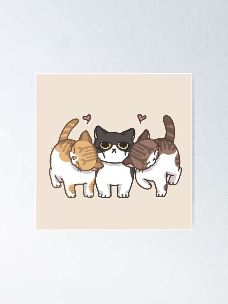 "Trio Cat Love Each Other" Poster for Sale by dzakiyaatifa | Redbubble