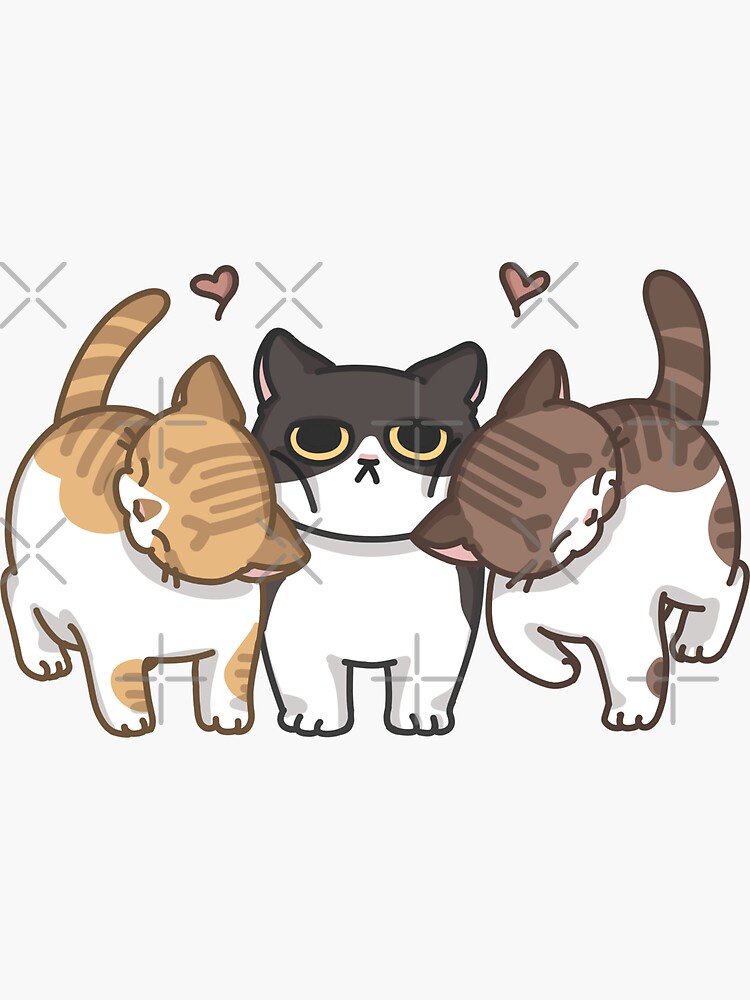 "Trio Cat Love Each Other" Sticker for Sale by dzakiyaatifa | Redbubble